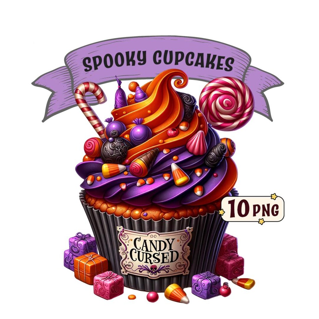 Spooky Cupcakes Clipart Bundle – 10 Spooky Cute Halloween Cupcake ...