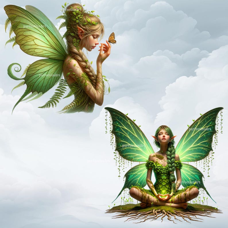 Earth Fairies Clipart Bundle – 10 Fantasy Fairy Illustrations With ...