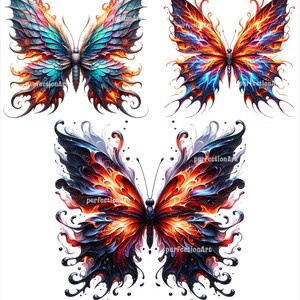 Fire Butterflies Clipart Bundle, 10 Beautiful Fire Themed Butterfly PNG ...