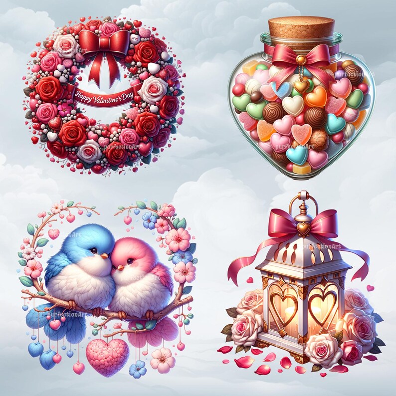 Valentine's Day Set Clipart Bundle: 20 Romantic Valentine's Day-themed ...