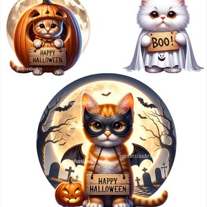 Halloween Cats Clipart Bundle, 11 Cute Halloween Themed Kitten PNG ...
