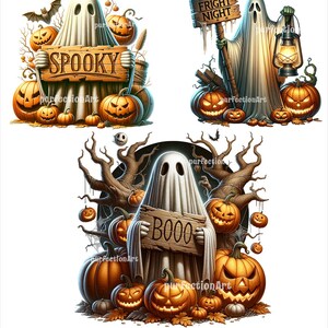 Halloween Ghosts Clipart Bundle, 13 Fun and Spooky Halloween Themed ...
