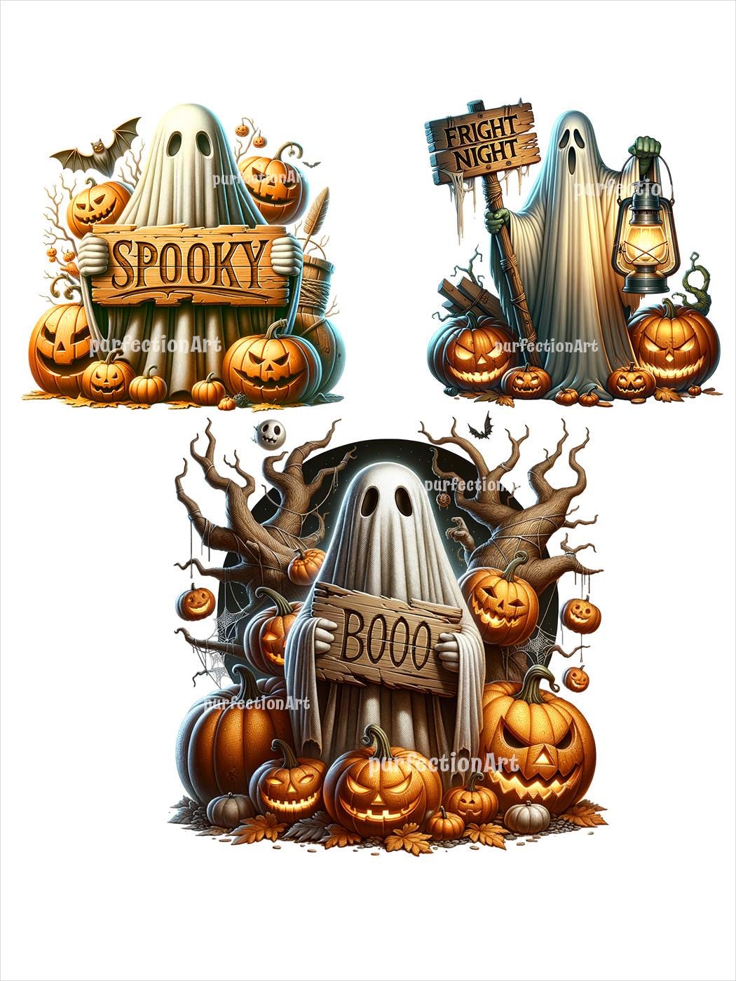 Halloween Ghosts Clipart Bundle, 13 Fun and Spooky Halloween Themed ...