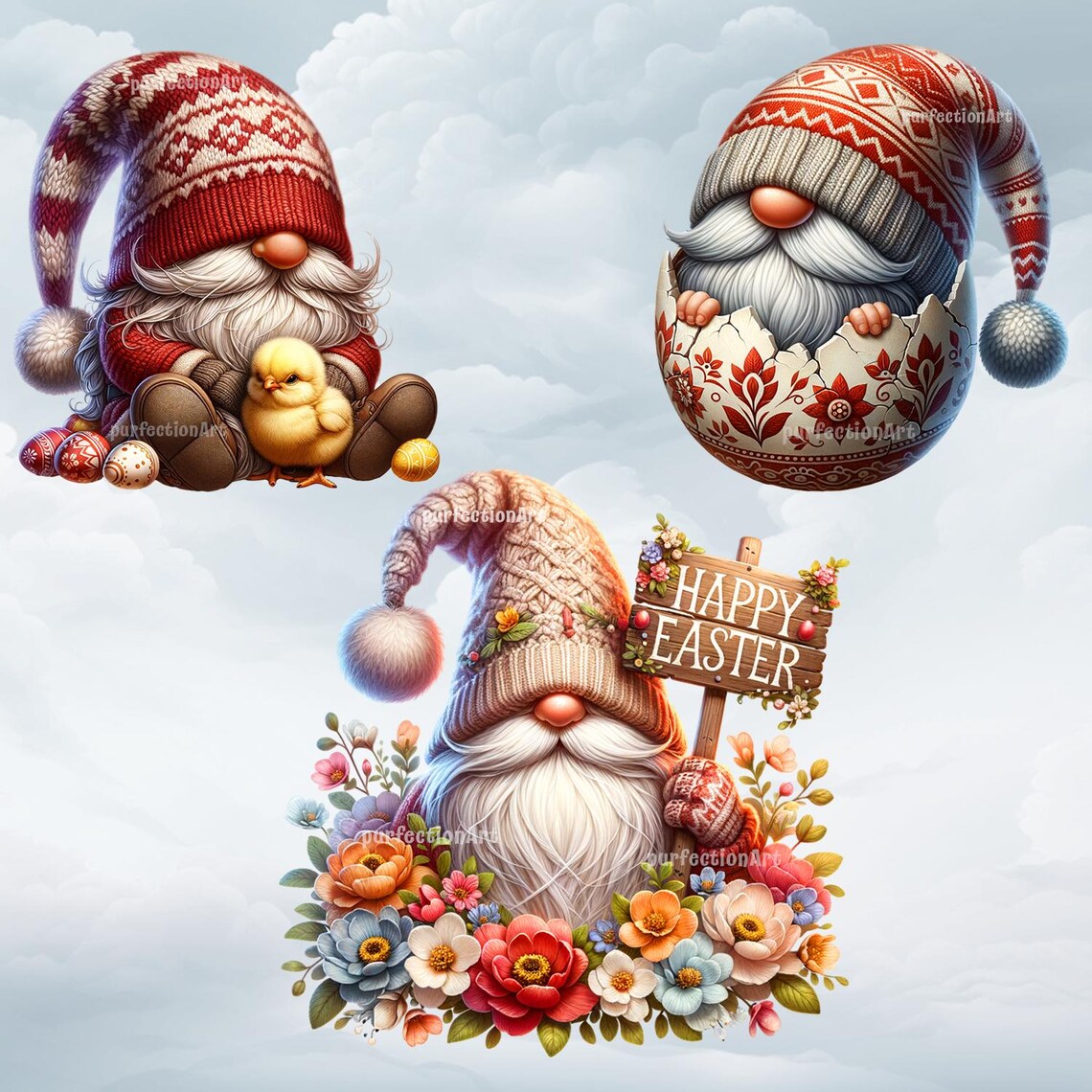 Easter Gnomes Clipart Bundle – 12 Festive Gnomes With Easter Eggs and ...