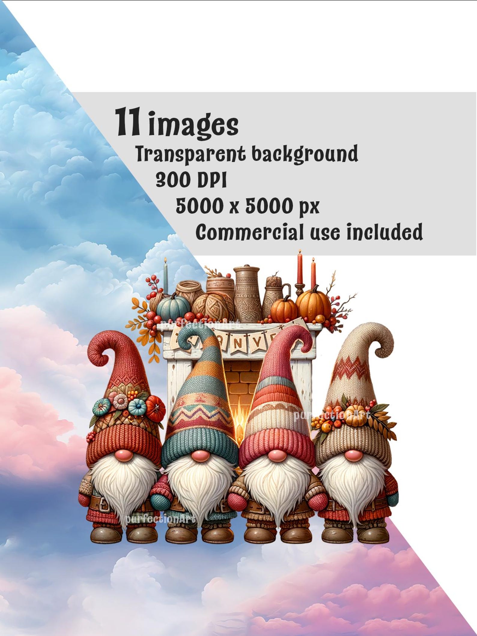 Thanksgiving Gnomes Clipart Bundle, 11 Cute Thanksgiving Themed Gnomes ...