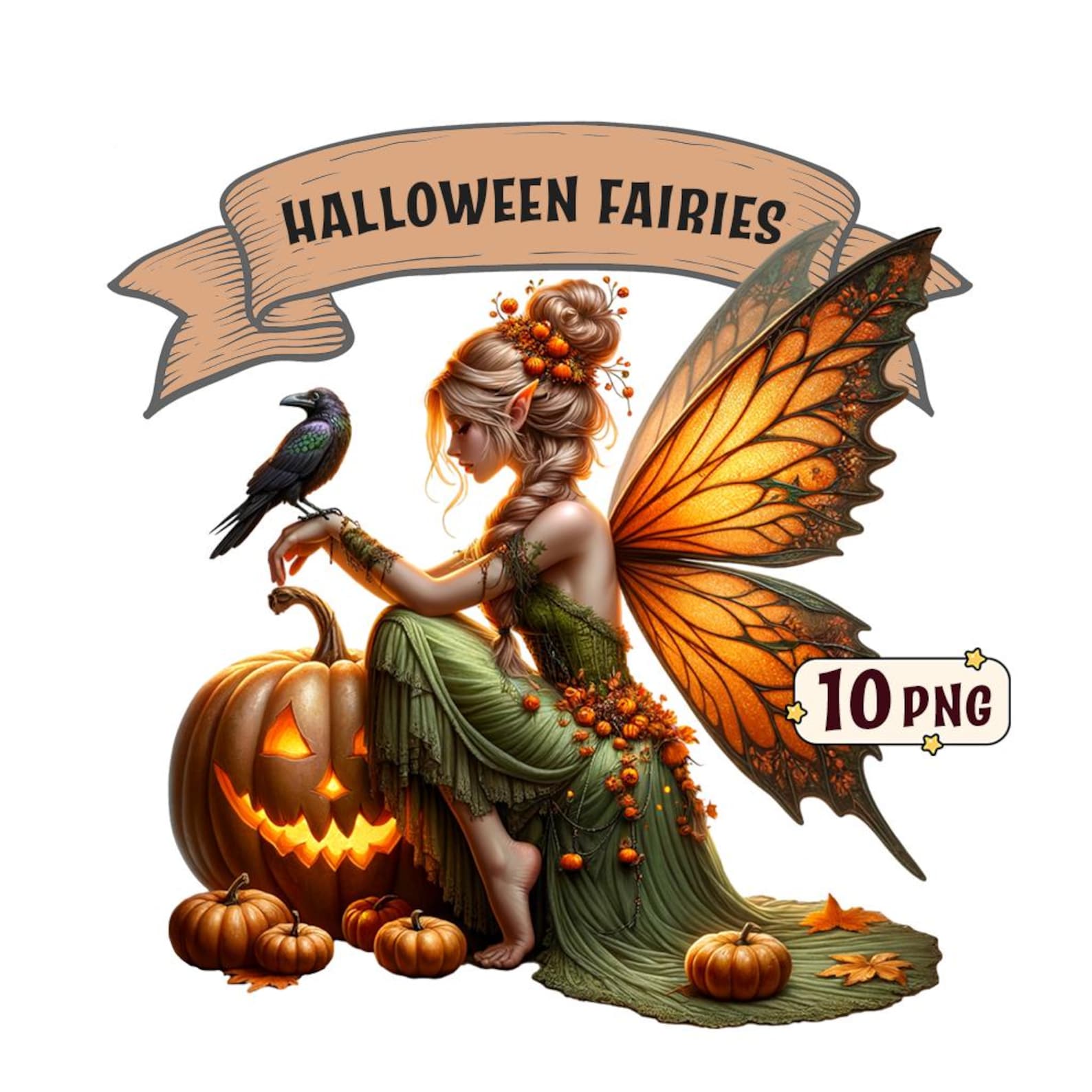 Halloween Fairies Clipart Bundle – 10 Halloween Themed Fairy ...