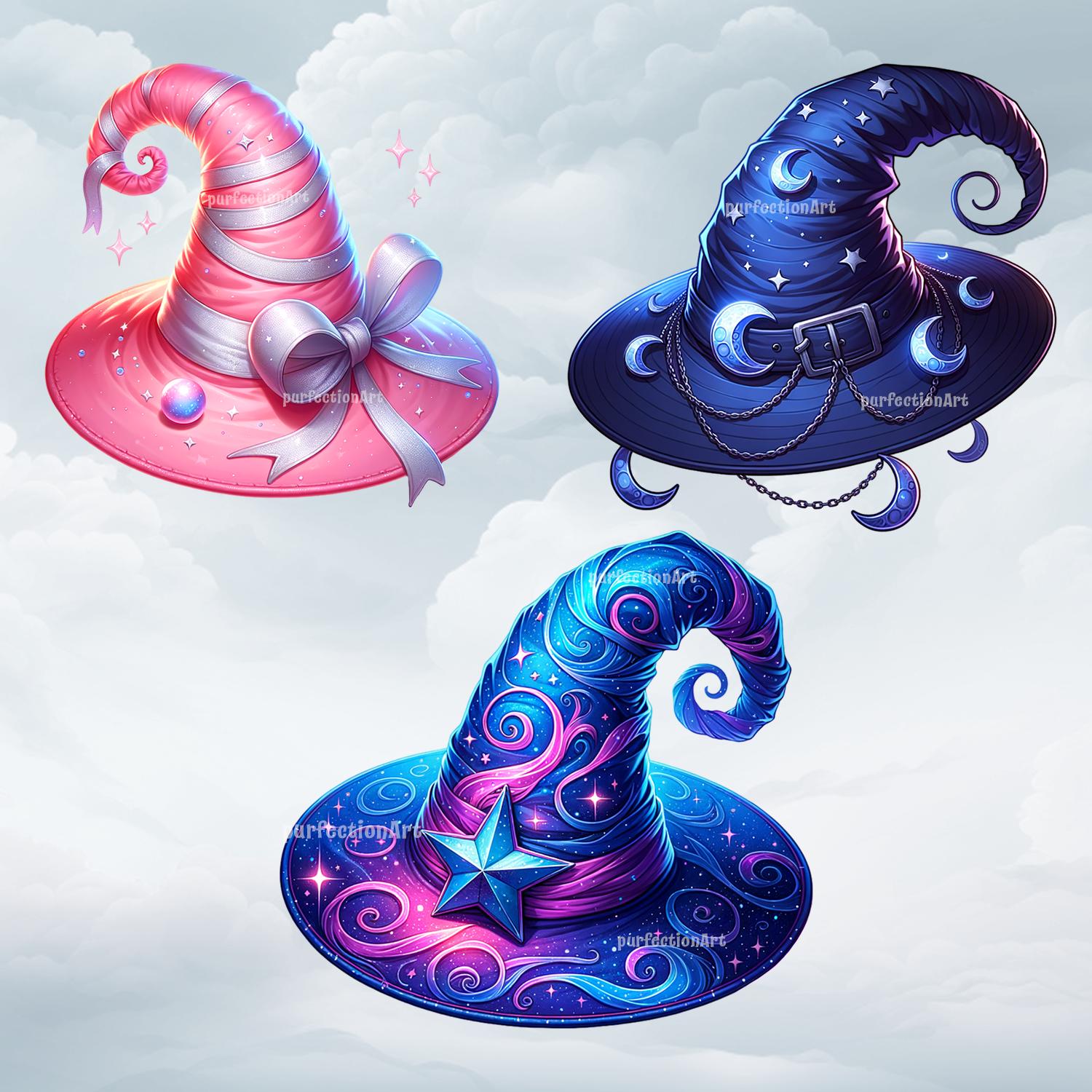 Celestial Witch Hats Clipart Bundle, 15 Celestial Themed Witch Hats ...