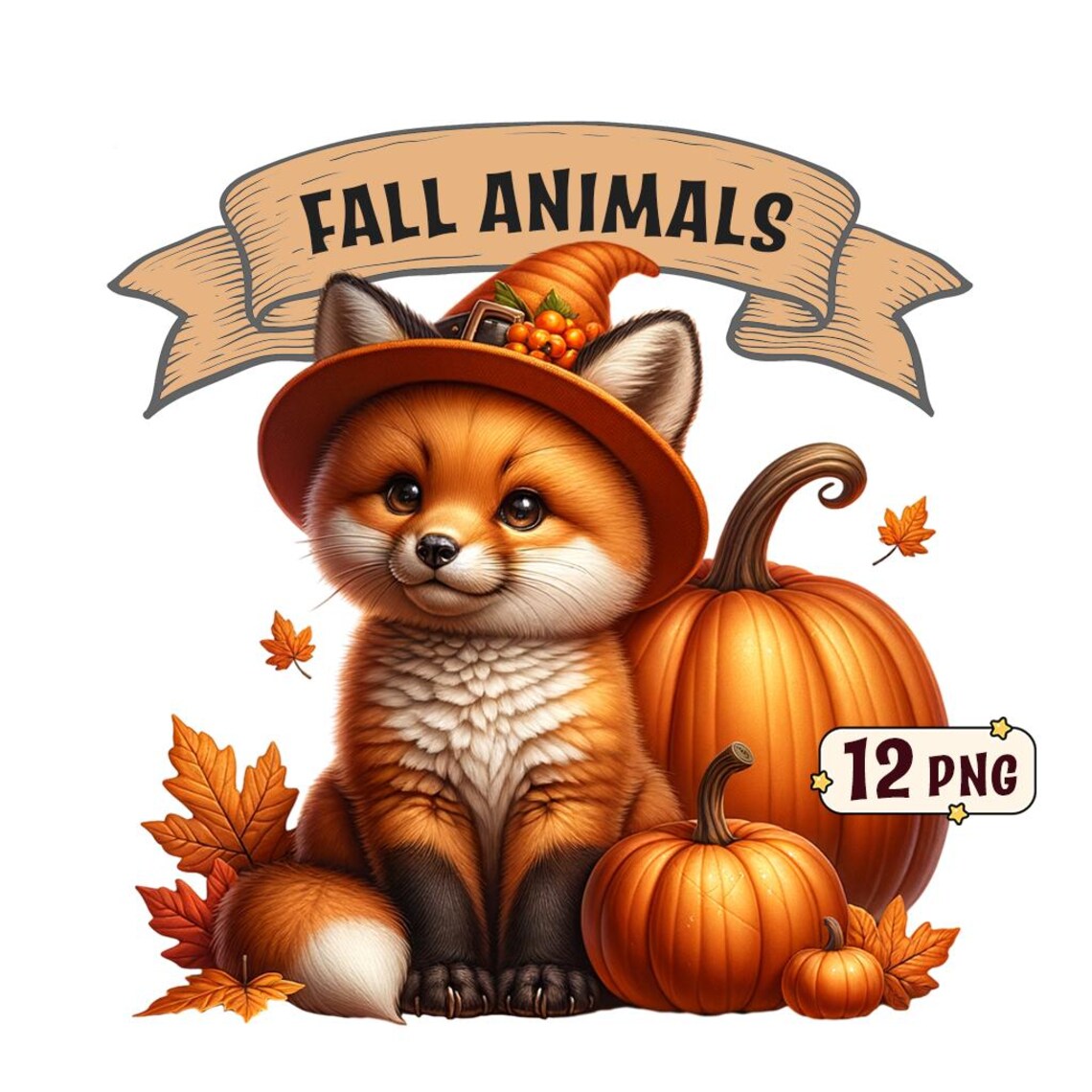 Fall Animals Clipart Bundle – 12 Cute Autumn Animals Including Fox ...