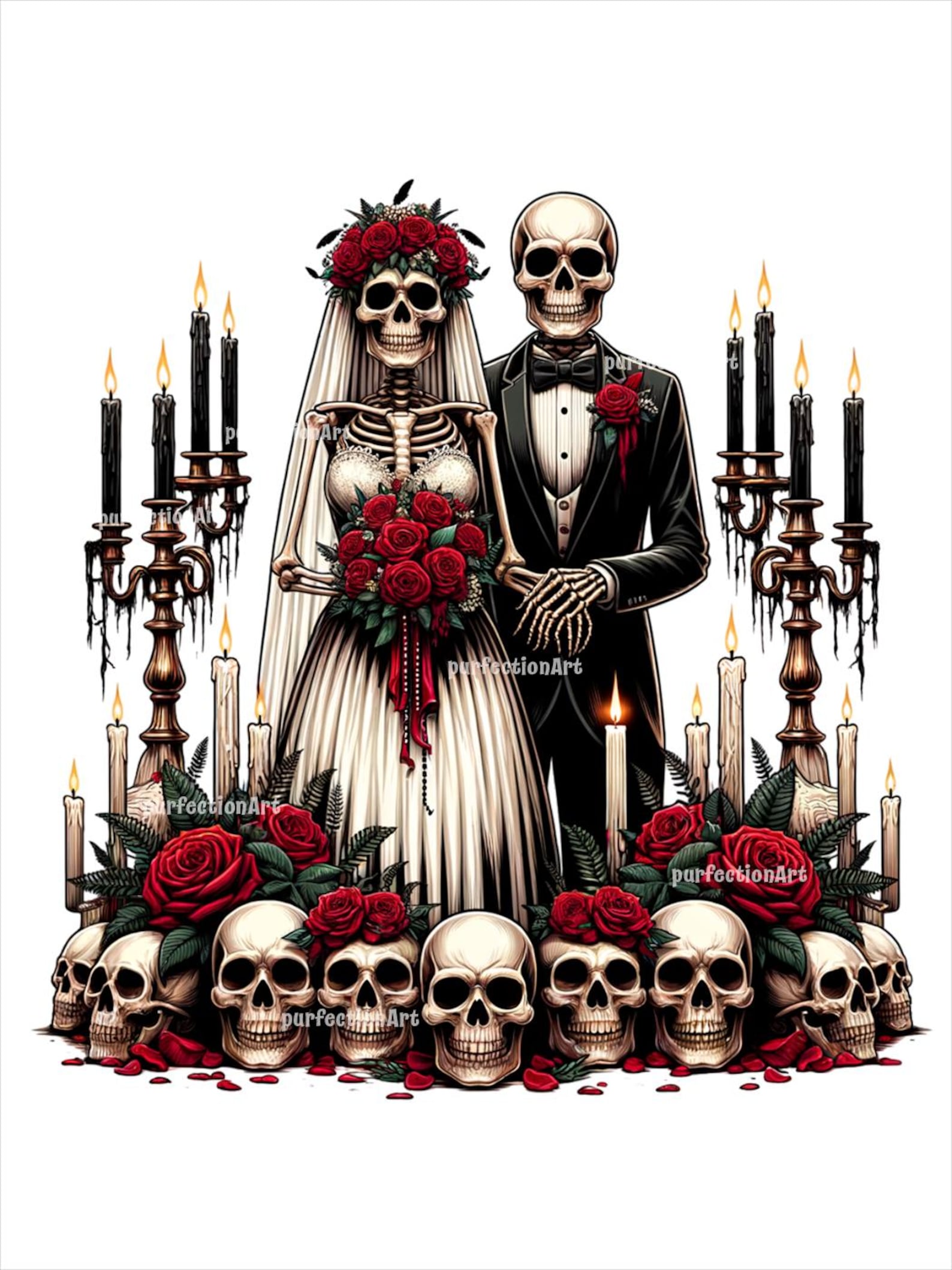 Skeleton Couples Clipart Bundle, 10 Romantic and Spooky Halloween ...