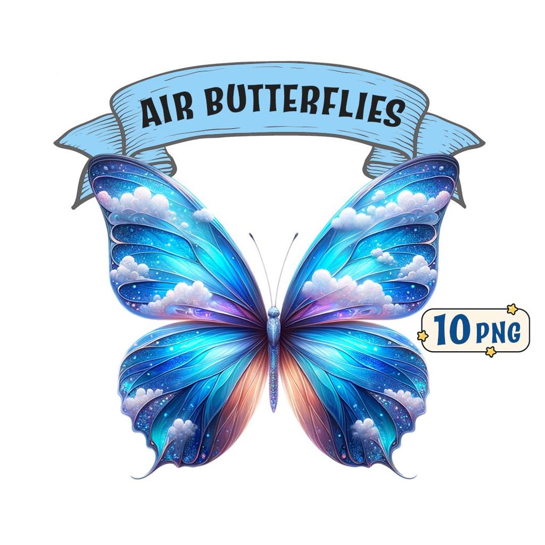 Air Butterflies Clipart Bundle, 10 Beautiful Air and Sky Themed ...