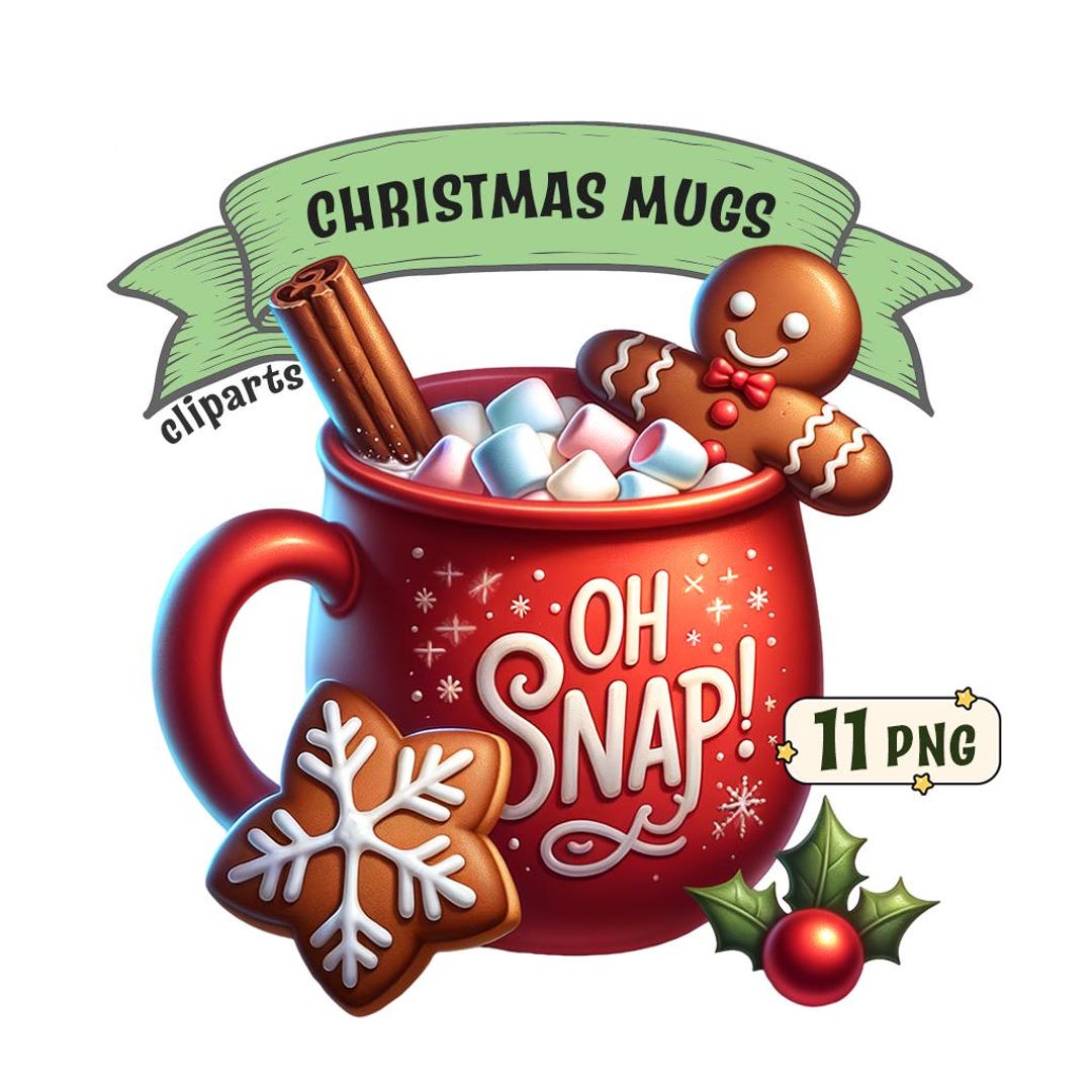 Christmas Mugs Clipart Bundle, 11 Cozy and Fun Christmas Themed Mugs ...
