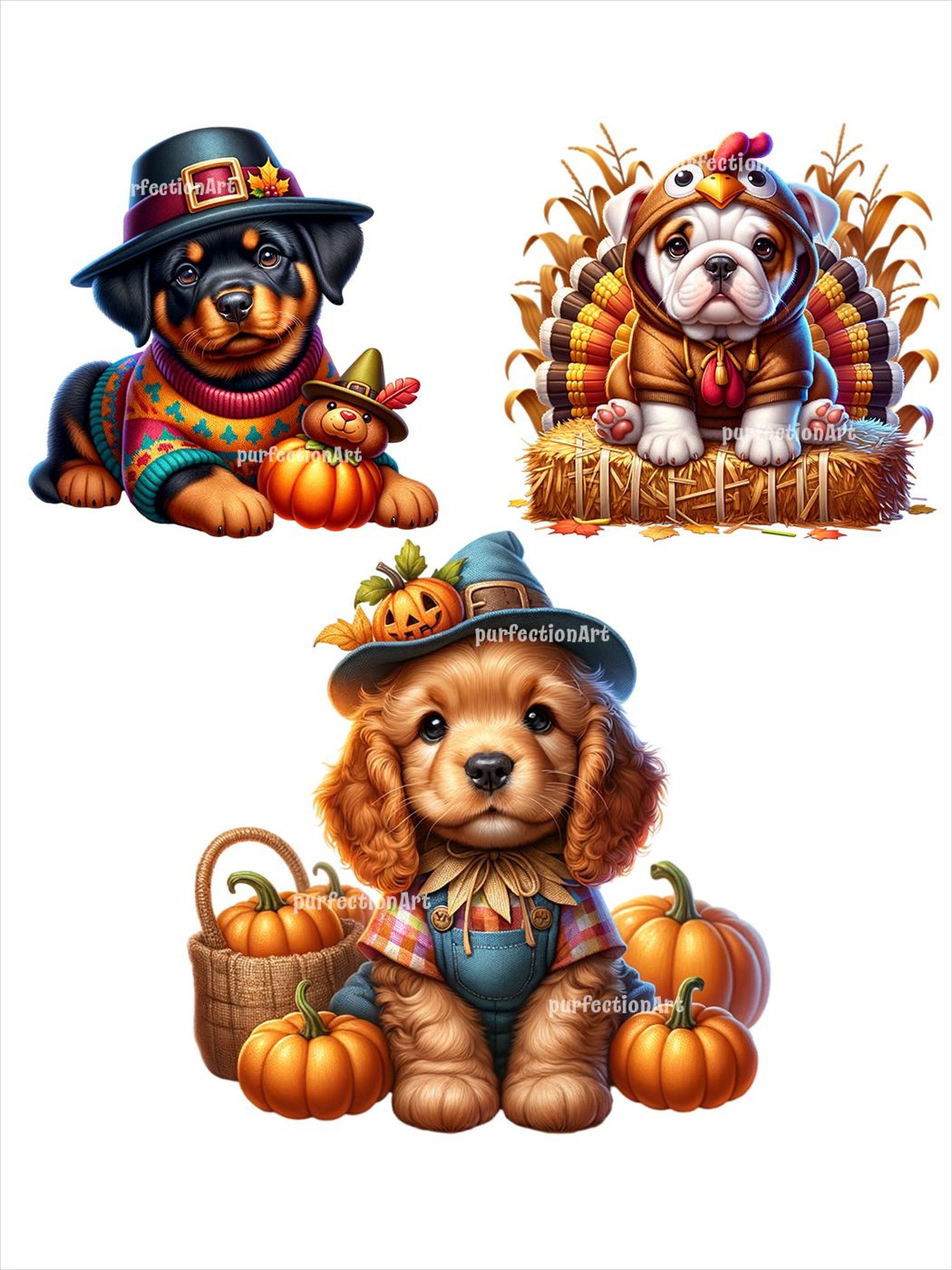 Dogsgiving Clipart Bundle: 20 Beautiful Thanksgiving-themed Dog PNG ...