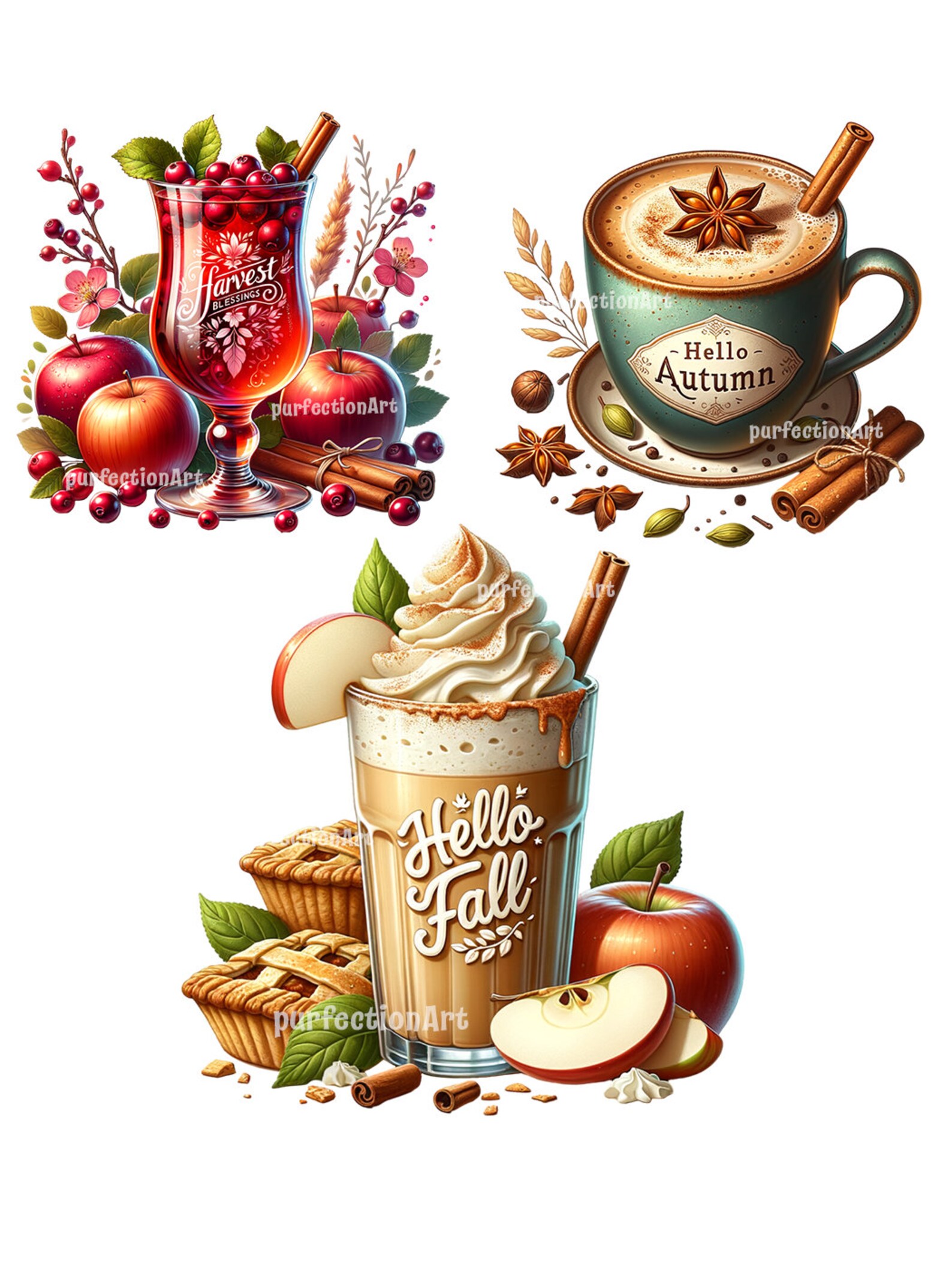 Fall Drinks Clipart Bundle, 12 Delicious and Cozy Looking Fall Themed ...