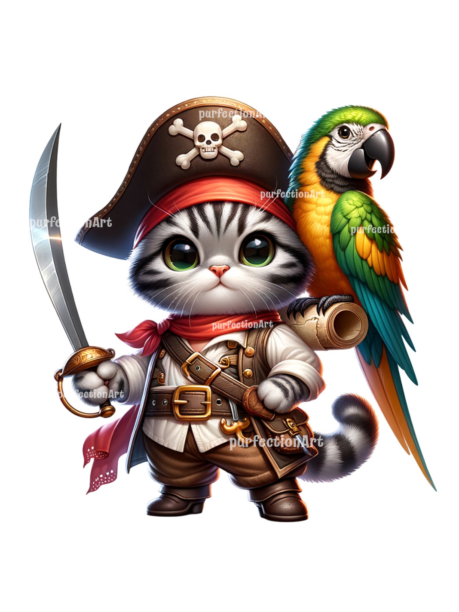 Captain Claws Clipart Bundle, 10 Cute and Cool Pirate Cats PNG Images ...