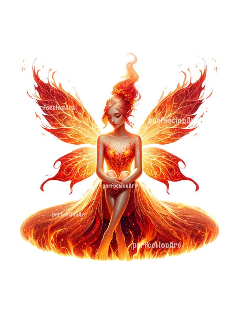 Fire Fairies Clipart Bundle, 10 Beautiful Fire Themed Fairy PNG Images ...