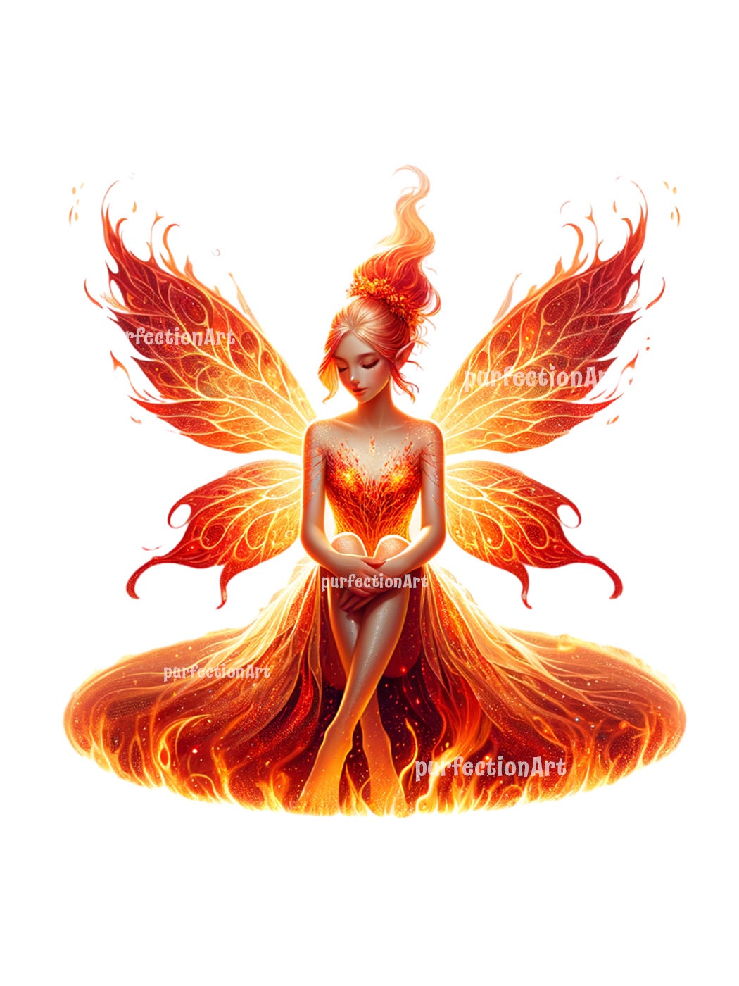 Fire Fairies Clipart Bundle, 10 Beautiful Fire Themed Fairy PNG Images With Transparent ...