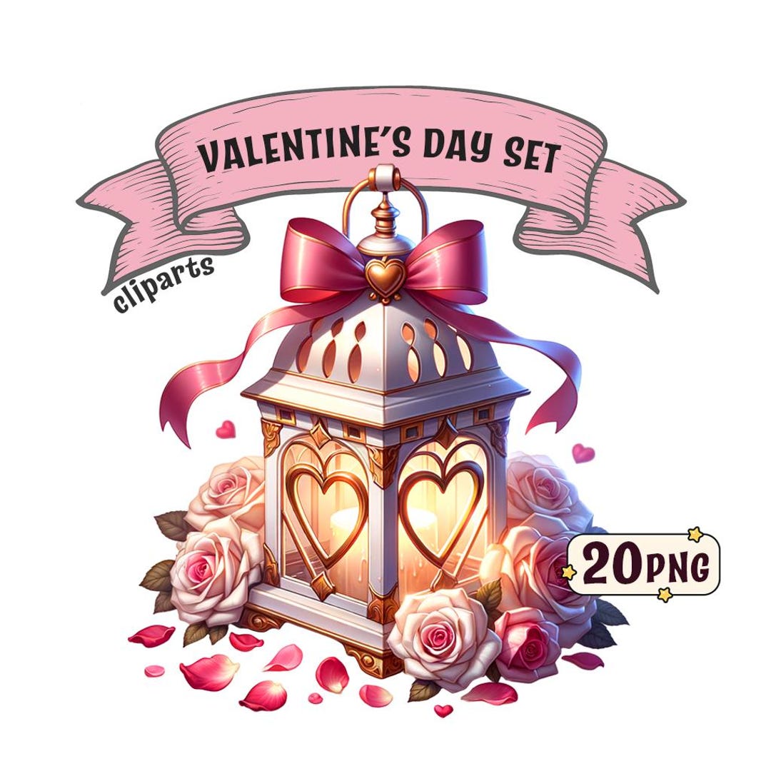 Valentine's Day Set Clipart Bundle: 20 Romantic Valentine's Day-themed ...