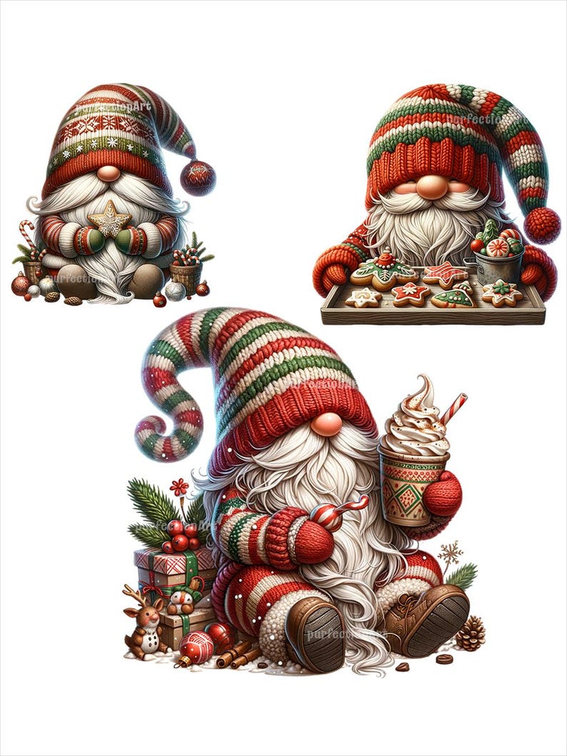 Christmas Gnomes Clipart Bundle, 11 Festive and Whimsical Christmas ...