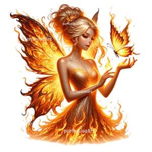 Fire Fairies Clipart Bundle, 10 Beautiful Fire Themed Fairy PNG Images ...