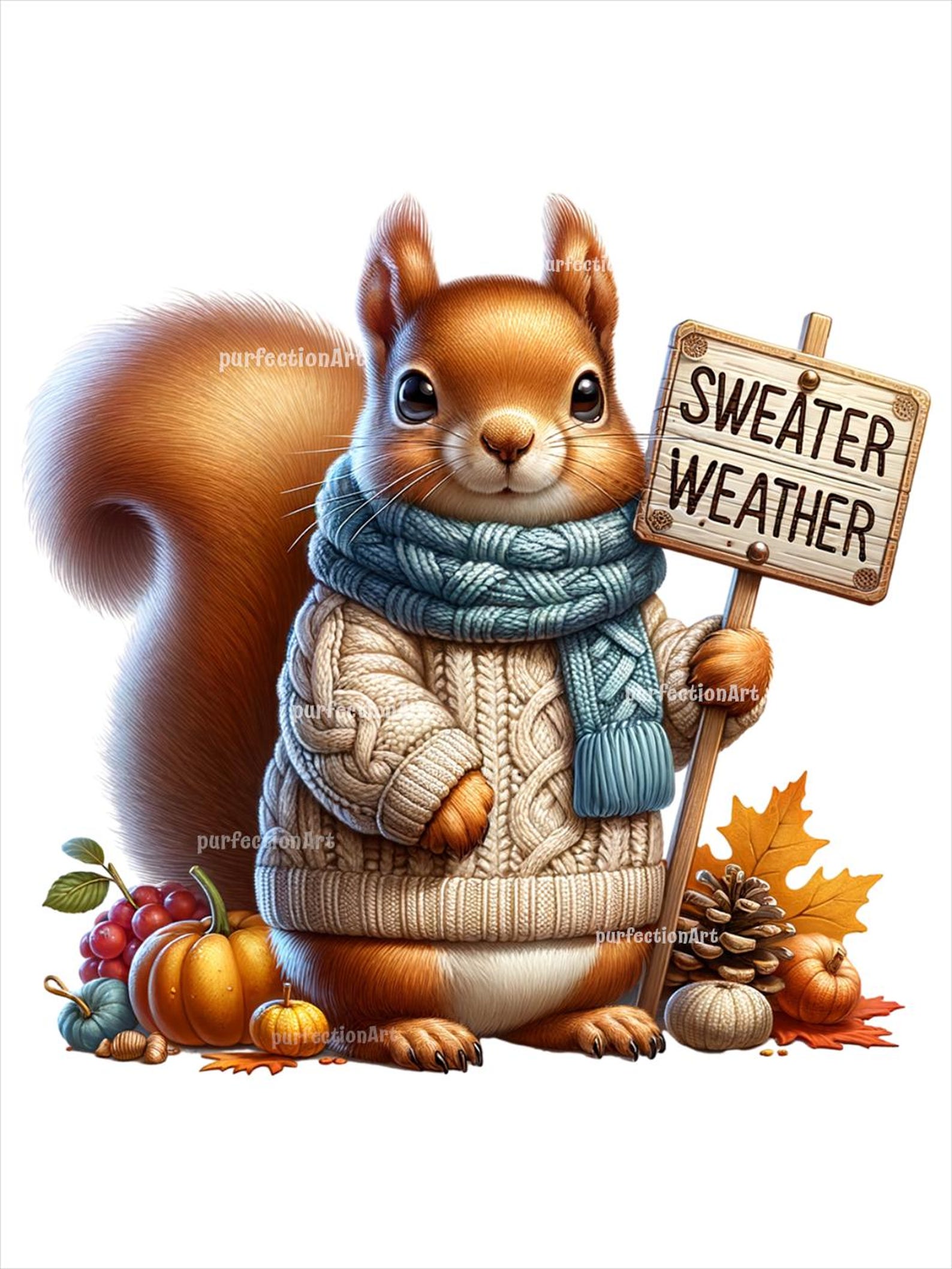 Fall Squirrels Clipart Bundle, 10 Cute and Cozy Fall Themed Squirrel ...