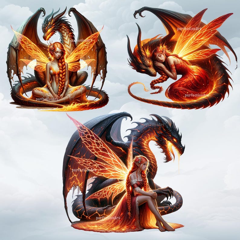 Fire Dragon Fairies Clipart Bundle – 10 Fire Themed Fairies With ...