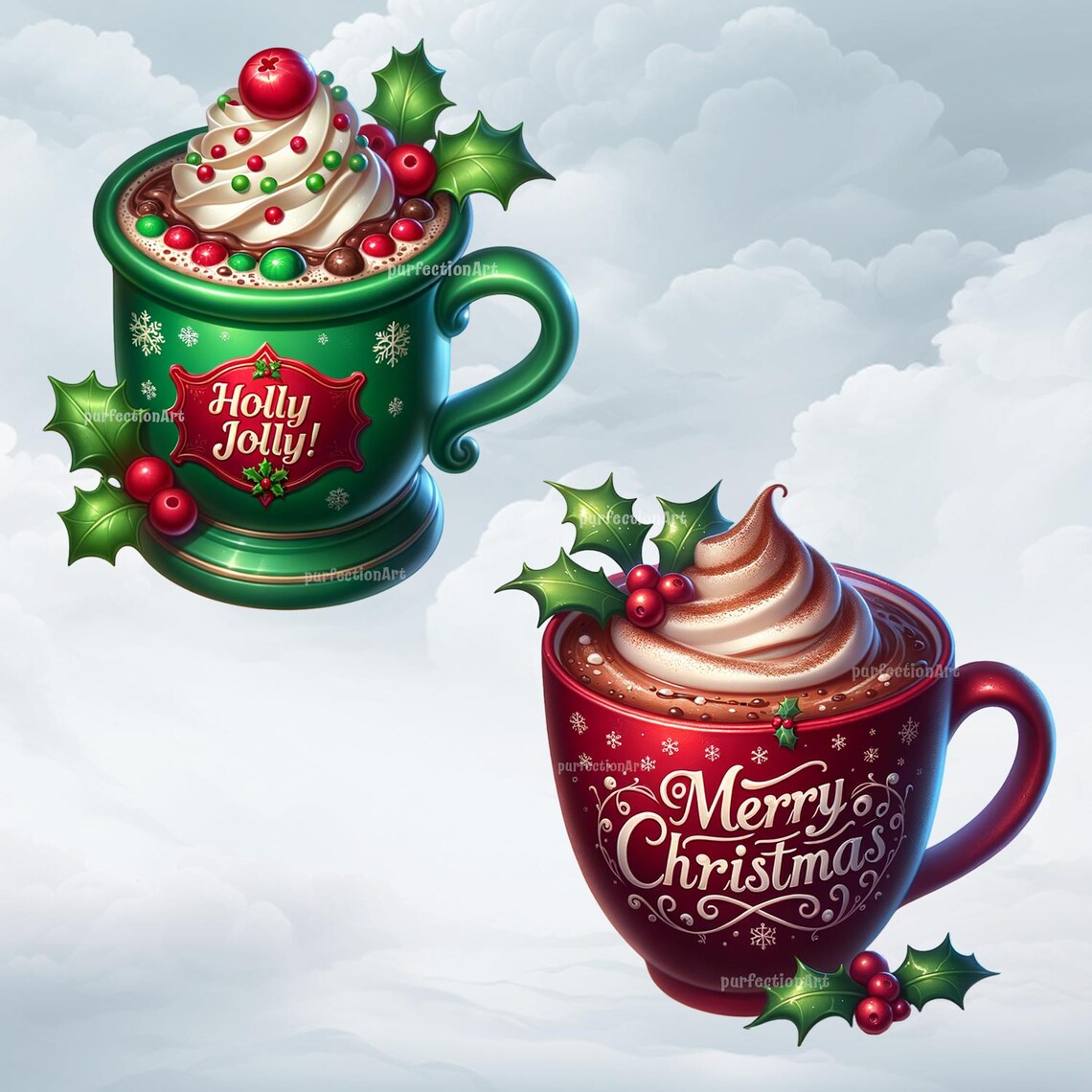Christmas Mugs Clipart Bundle, 11 Cozy and Fun Christmas Themed Mugs ...