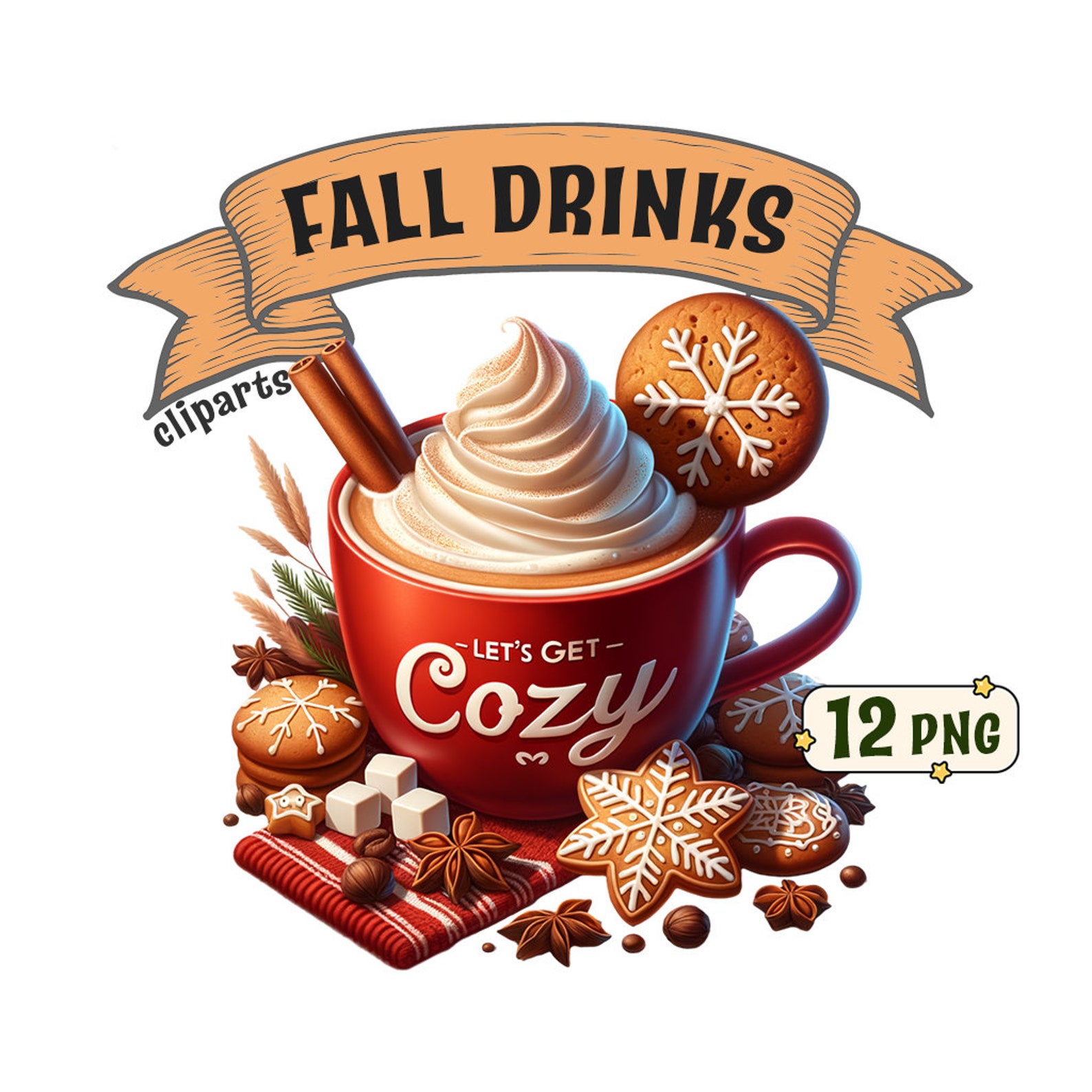 Fall Drinks Clipart Bundle, 12 Delicious and Cozy Looking Fall Themed ...