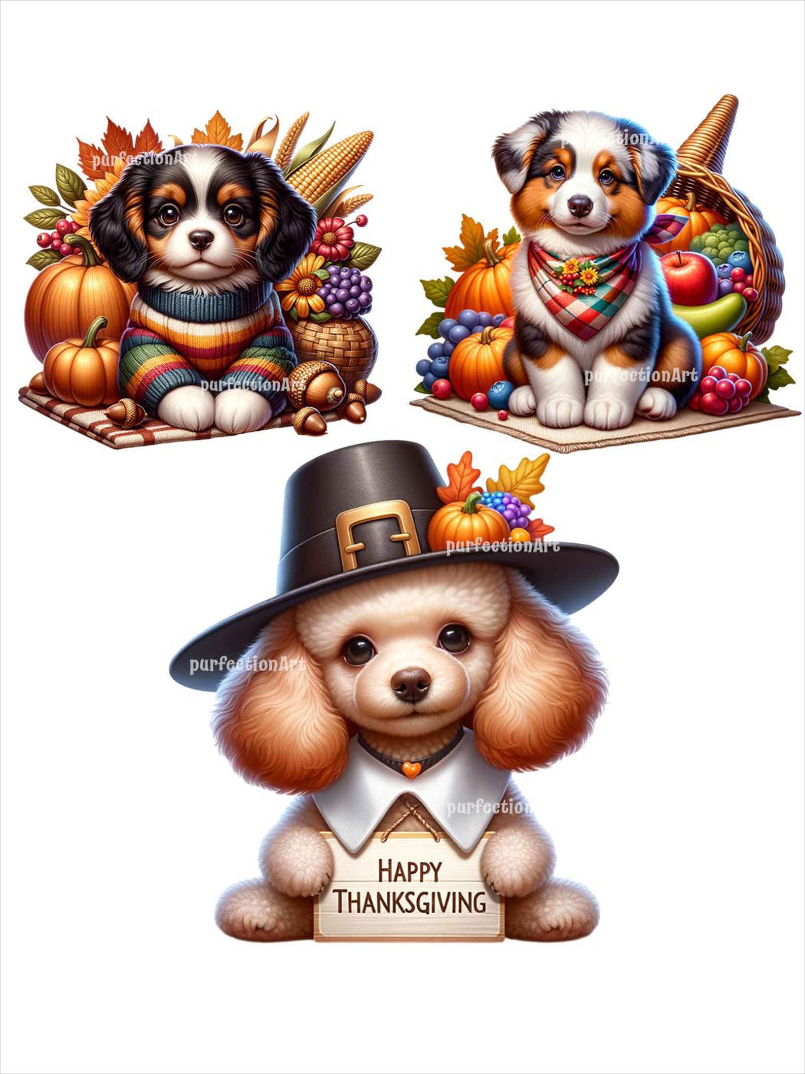 Dogsgiving Clipart Bundle: 20 Beautiful Thanksgiving-themed Dog PNG ...