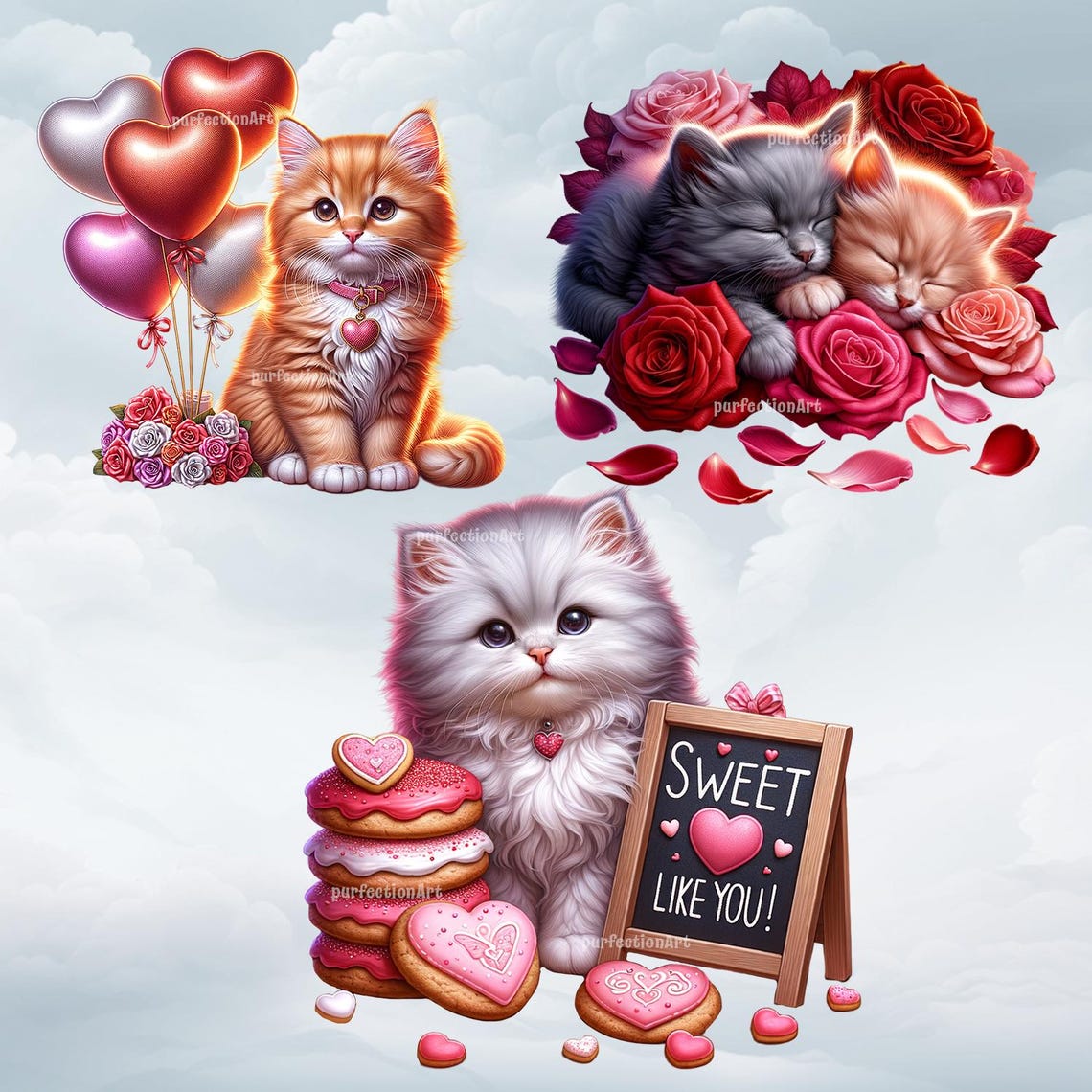 Valentine Cats Clipart Bundle - 18 Adorable Valentine's Day-themed ...