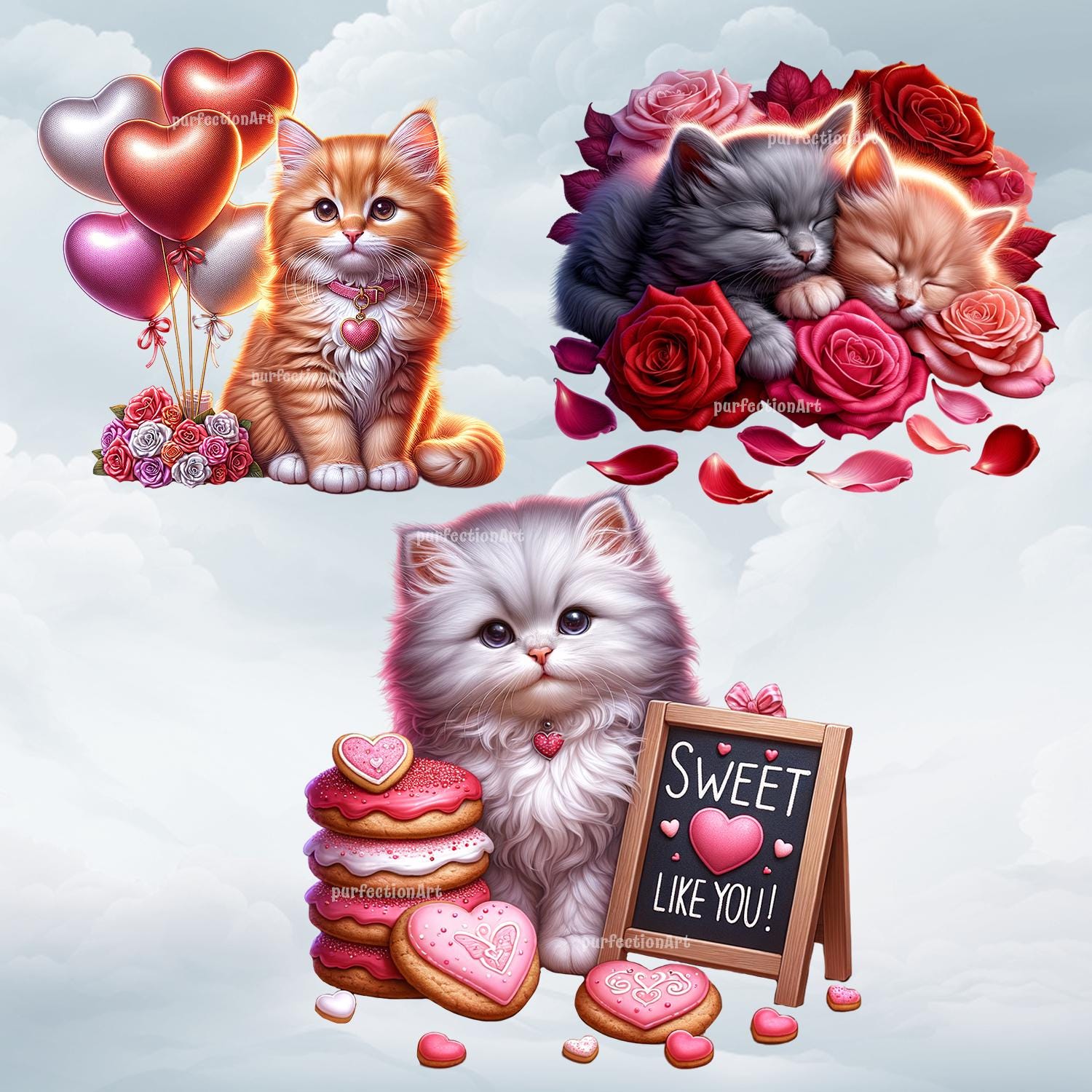 Valentine Cats Clipart Bundle - 18 Adorable Valentine's Day-themed ...