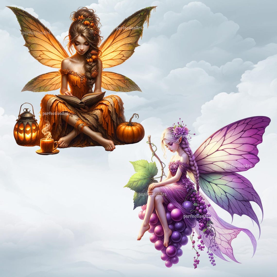 Autumn Fairies Clipart Bundle – 10 Fairy Illustrations With Pumpkins ...