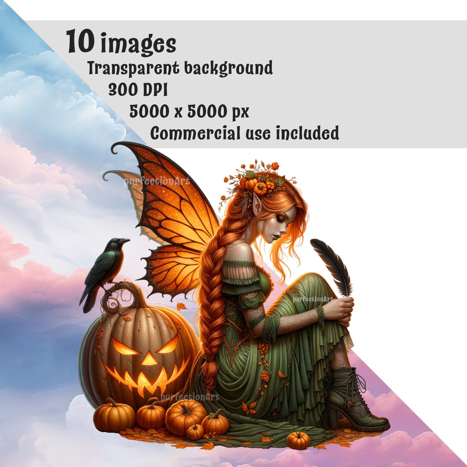 Halloween Fairies Clipart Bundle – 10 Halloween Themed Fairy ...