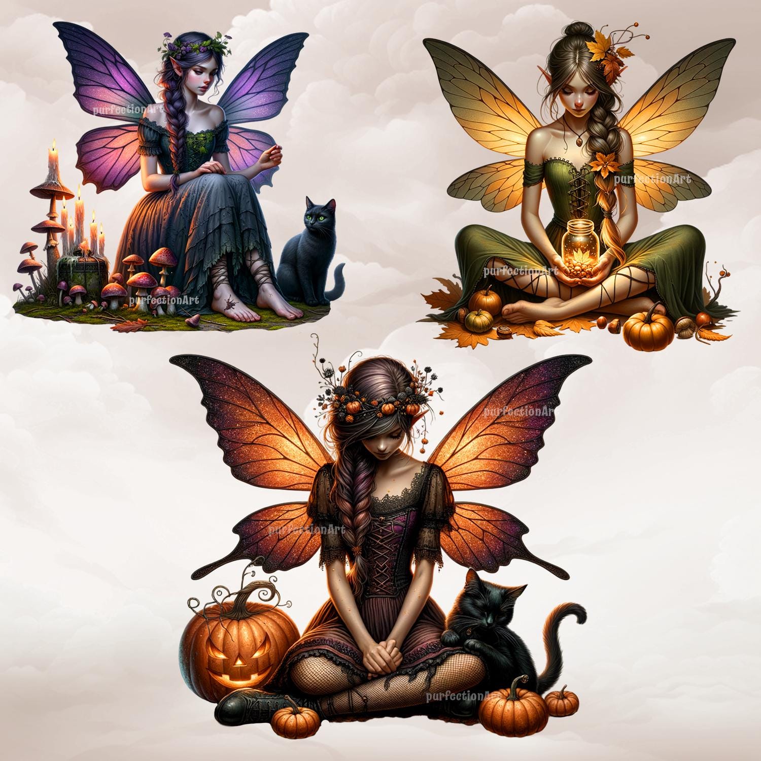 Halloween Fairies Clipart Bundle – 10 Halloween Themed Fairy ...