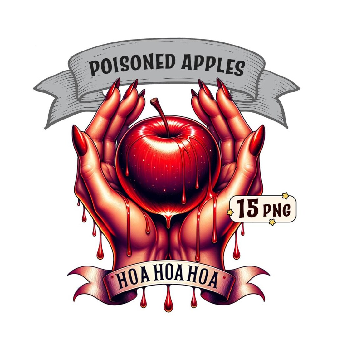 Poisoned Apples Clipart Bundle, 15 Halloween-themed Poisoned Apples PNG ...