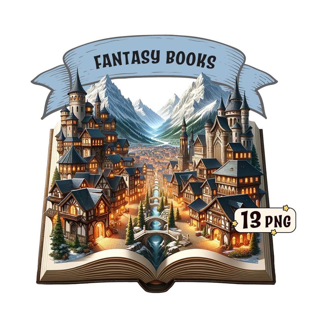 Fantasy Books Clipart Bundle – 13 Enchanting Fantasy Themed Book ...