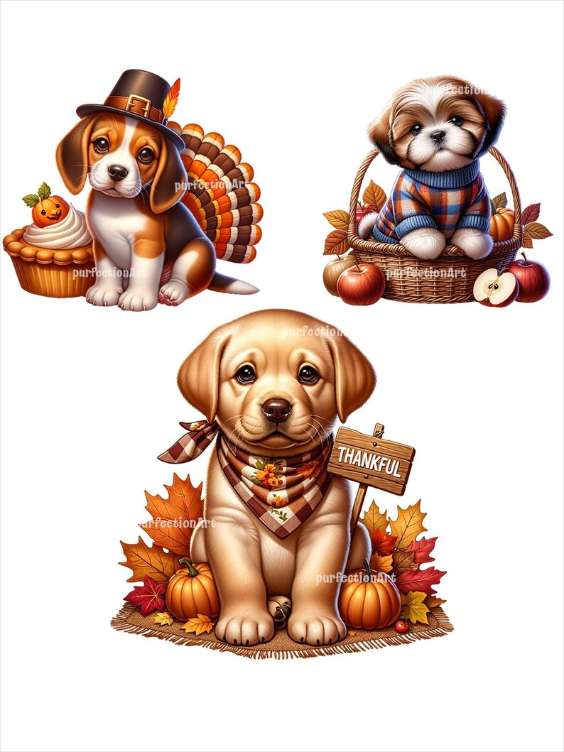 Dogsgiving Clipart Bundle: 20 Beautiful Thanksgiving-themed Dog PNG ...