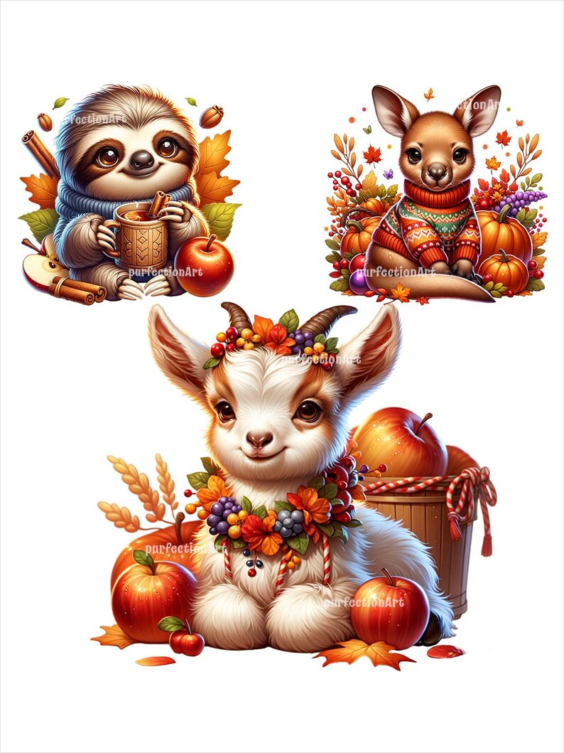 Fall Animals Clipart Bundle – 12 Cute Autumn Animals Including Fox ...
