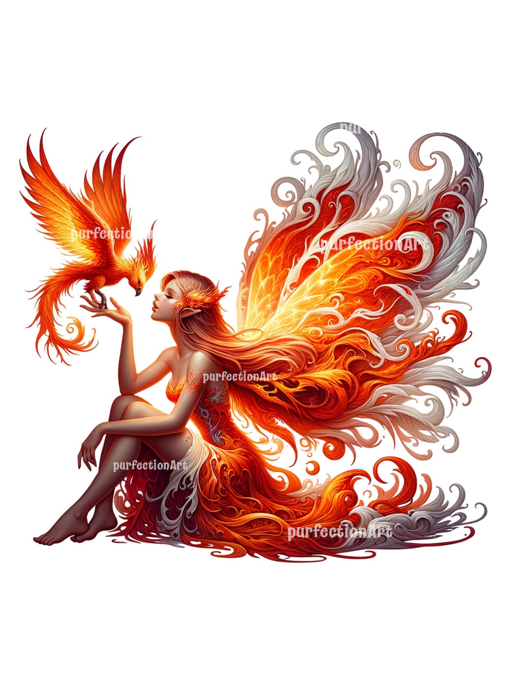 Fire Fairies Clipart Bundle, 10 Beautiful Fire Themed Fairy PNG Images With Transparent ...