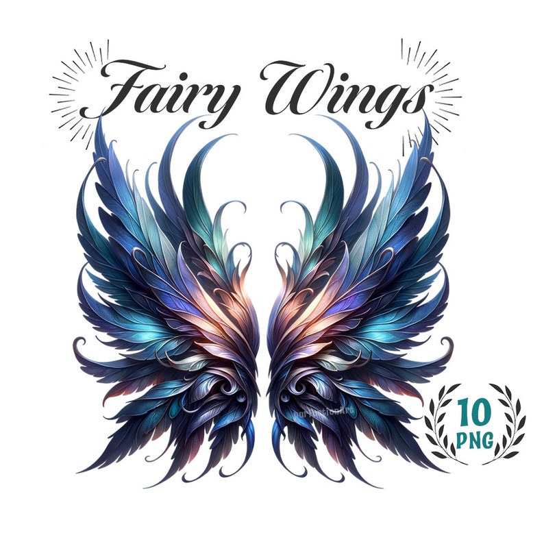Fairy Wings Clipart Bundle: 10 Fantasy Fairy Wings PNG Images With ...