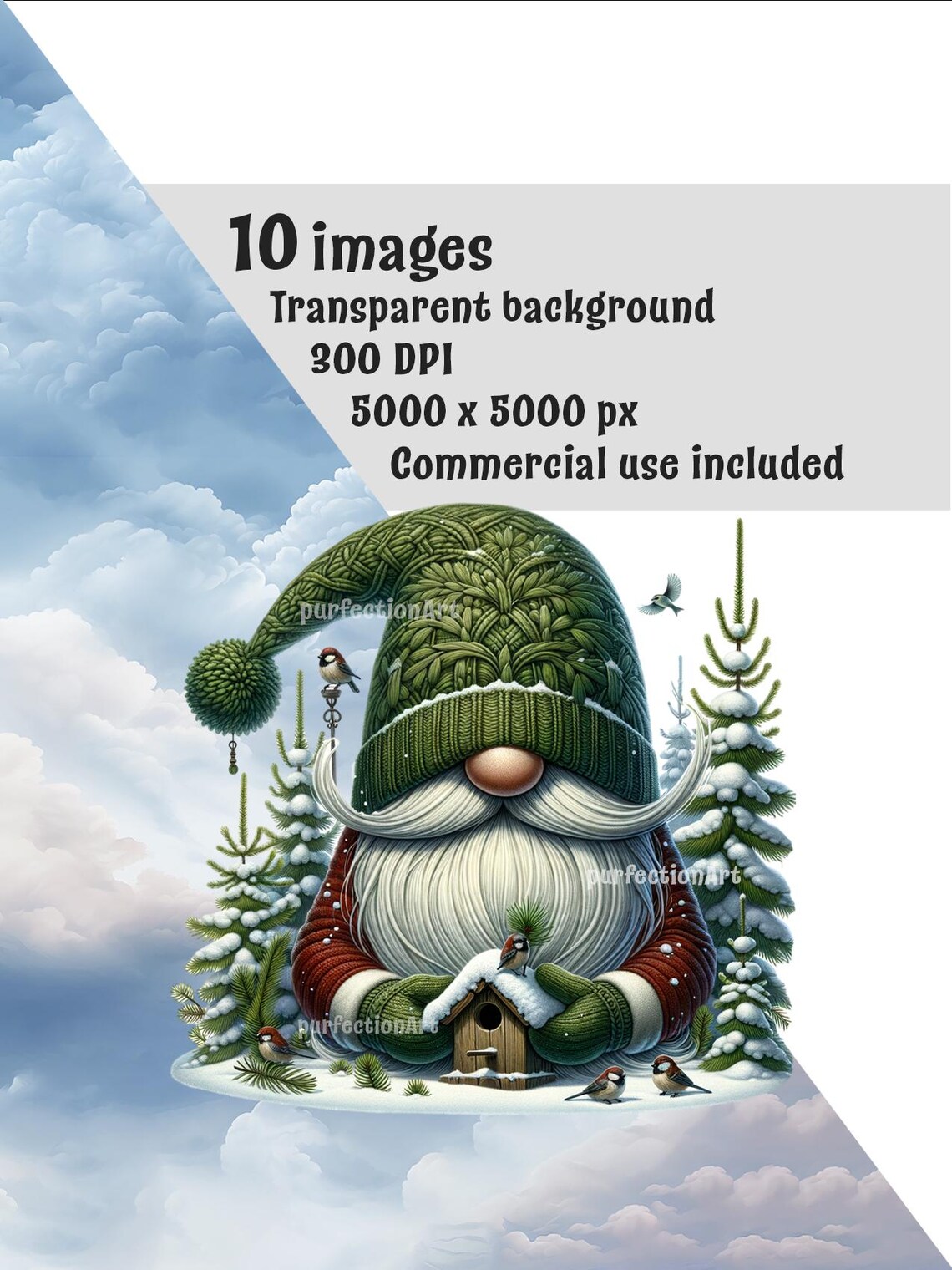 Winter Gnomes Clipart Bundle, 10 Cute Winter Themed Cozy Gnomes, PNG ...