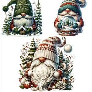 Winter Gnomes Clipart Bundle, 10 Cute Winter Themed Cozy Gnomes, PNG ...