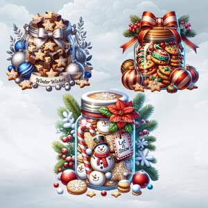 Xmas Cookie Jars Clipart Bundle, 17 Christmas Themed Festive Cookie ...