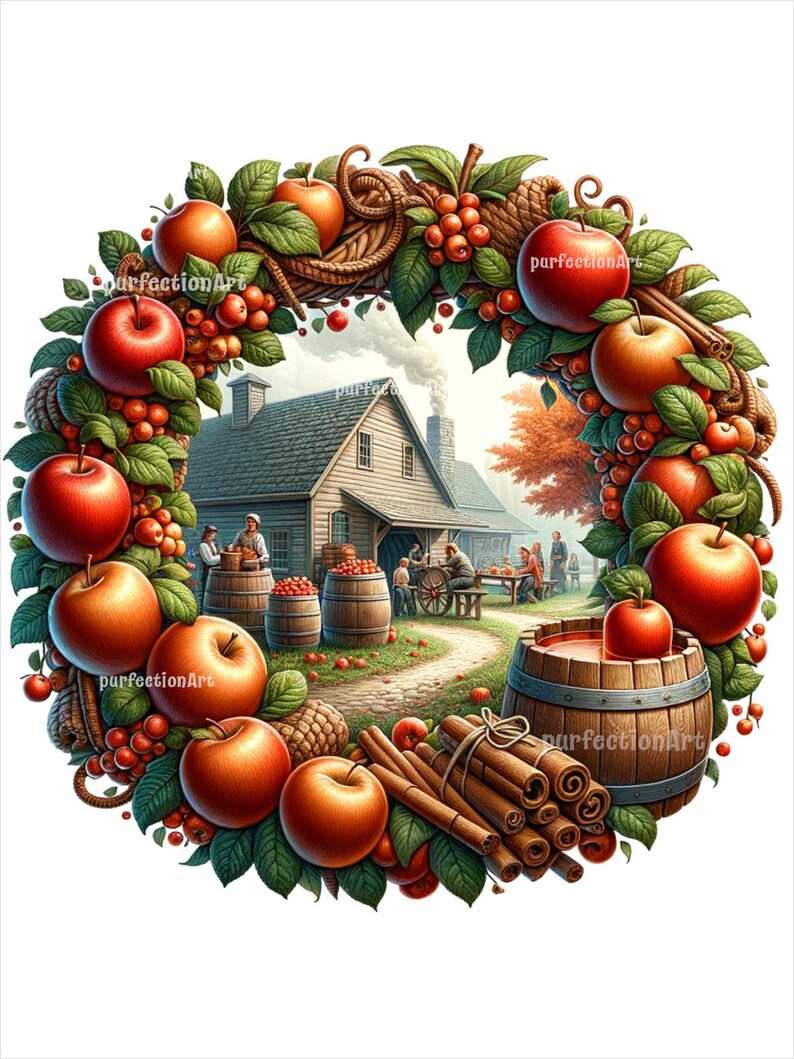 Fall Wreaths Clipart Bundle, 12 Beautiful and Cozy Fall Themed Wreath ...