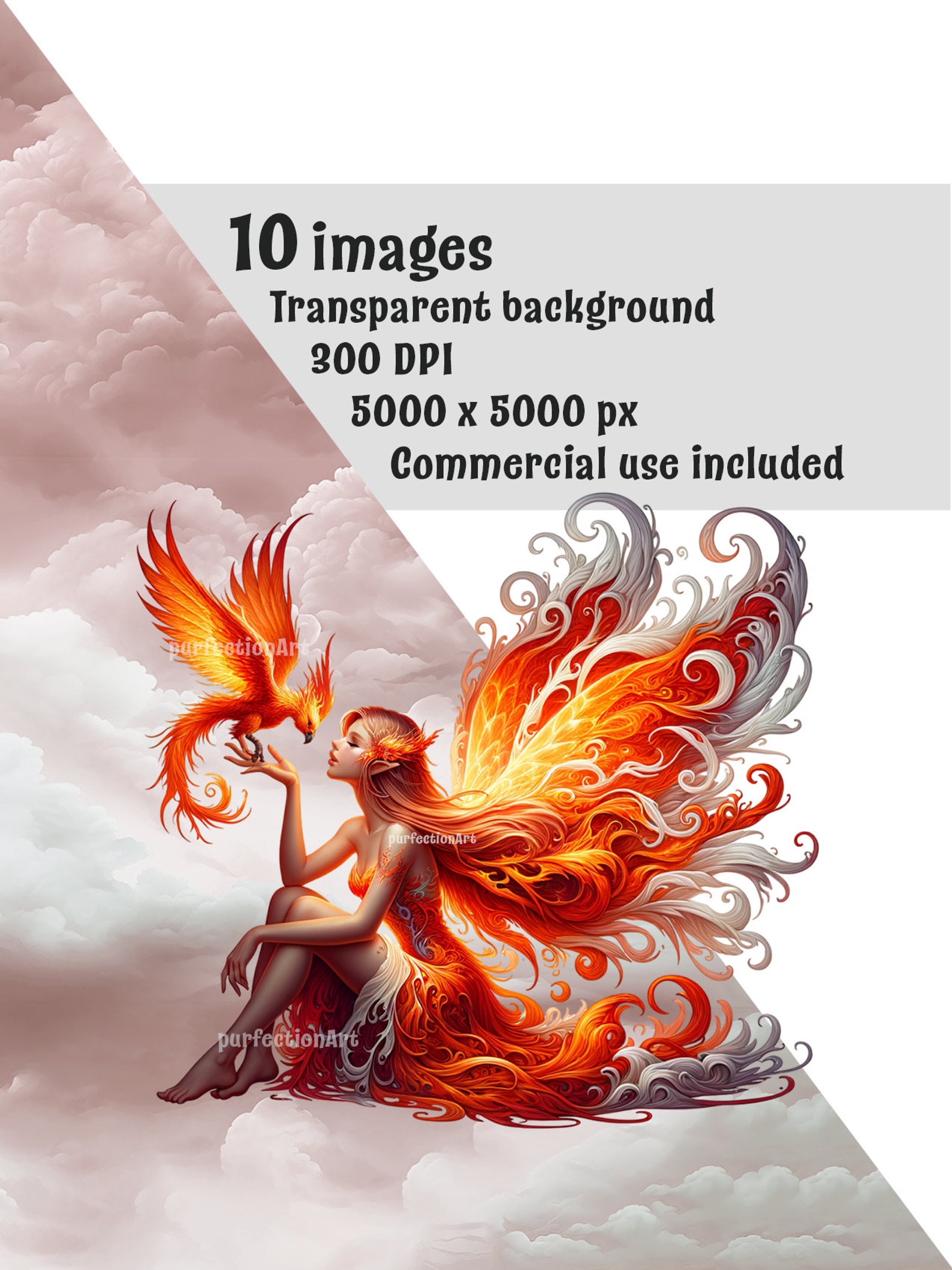 Fire Fairies Clipart Bundle, 10 Beautiful Fire Themed Fairy PNG Images ...