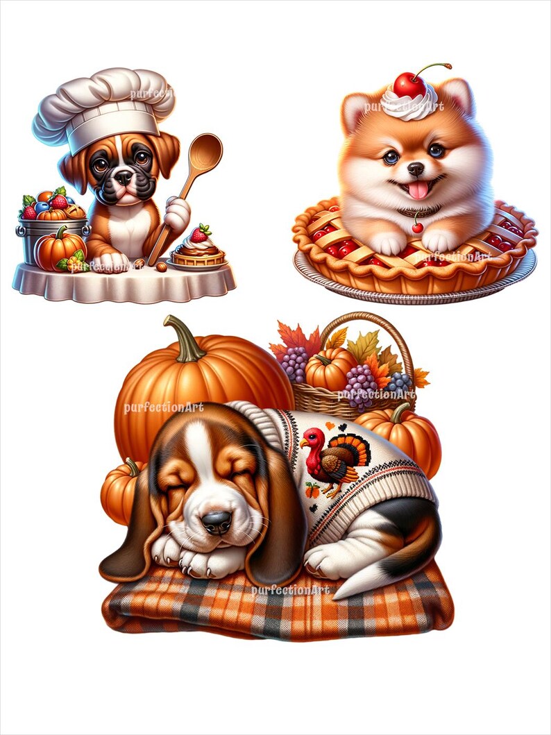 Dogsgiving Clipart Bundle: 20 Beautiful Thanksgiving-themed Dog PNG ...