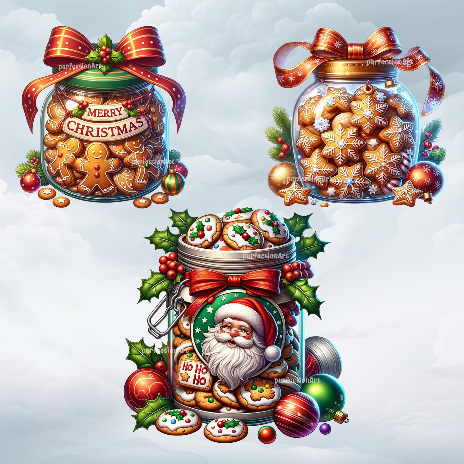Xmas Cookie Jars Clipart Bundle, 17 Christmas Themed Festive Cookie ...