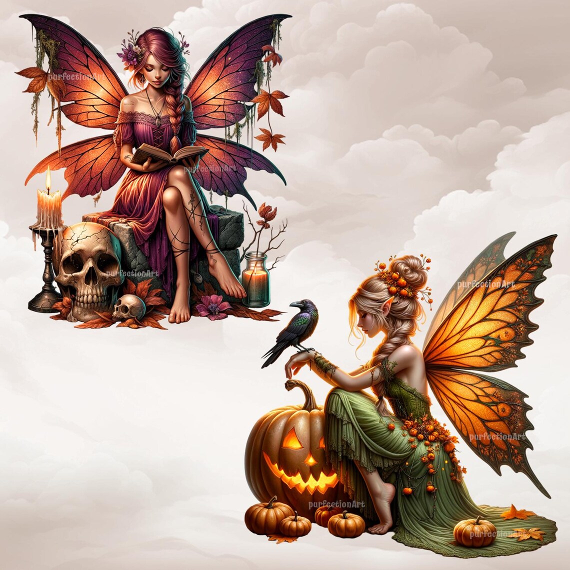 Halloween Fairies Clipart Bundle – 10 Halloween Themed Fairy ...