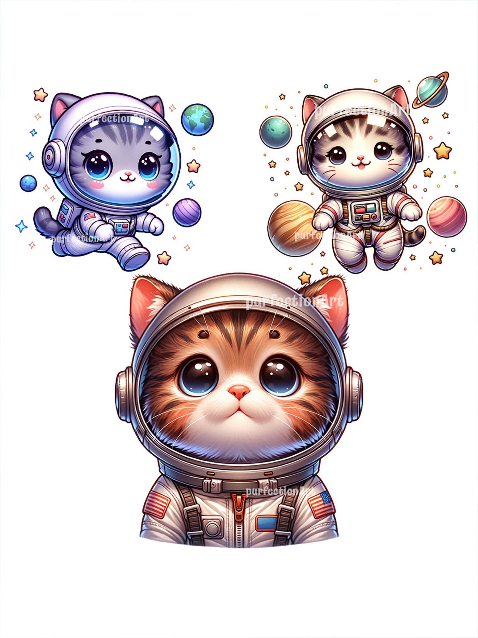 Catstronauts Clipart Bundle: 12 Adorable Kitty Astronauts PNG Whimsical ...