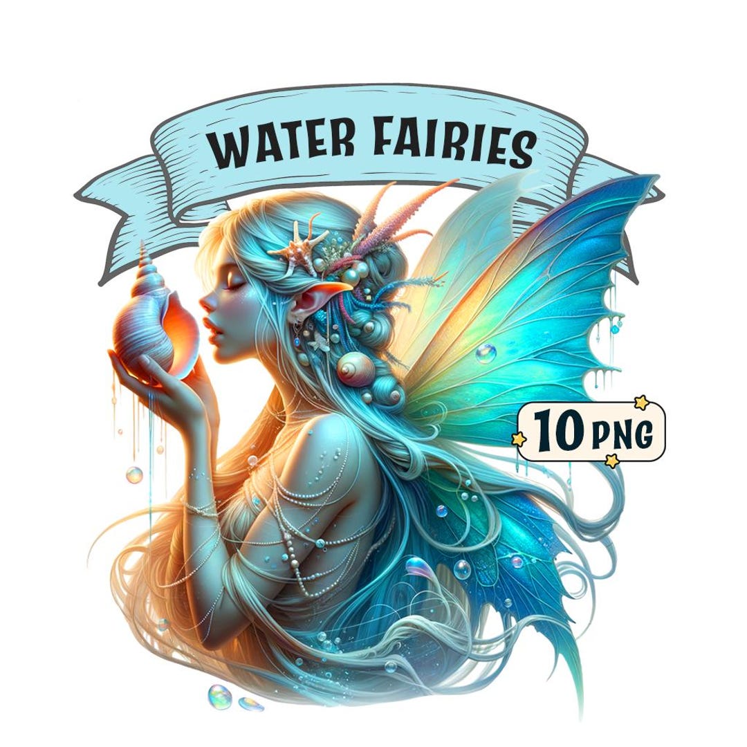 Water Fairies Clipart Bundle – 10 Fantasy Fairy Illustrations With ...