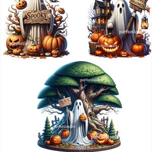 Halloween Ghosts Clipart Bundle, 13 Fun and Spooky Halloween Themed ...